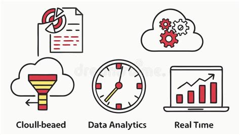 Cloud Analytics And Real Time Data Icons Business Intelligence Vector Design Generative Ai