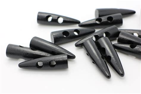Black Wooden Toggle Button Toggles Buttons Two Holes Duffel Etsy