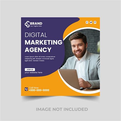 디지털 마케팅 대행사 소셜 미디어 및 Instagram 게시물 템플릿 프리미엄 벡터