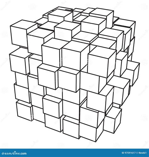 Wireframe Mesh Cube Stock Vector Illustration Of Graphic 97591617