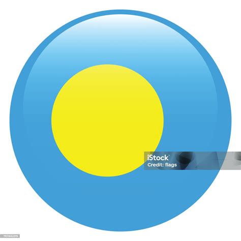 팔라우 국기입니다 플래그 아이콘입니다 표준 색상 원 아이콘 플래그입니다 3d 일러스트레이션입니다 컴퓨터 일러스트레이션 디지털 일러스트레이션 벡터 일러스트 레이 션입니다 0