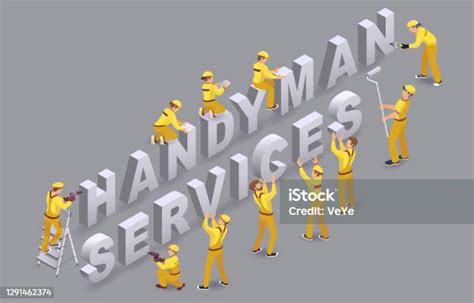 핸디맨 서비스 작업자는 등등 문자를 설치합니다 빌더 팀 벡터 개념에 대한 스톡 벡터 아트 및 기타 이미지 개념 개선 건설 산업 Istock