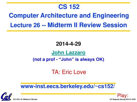 cs 152 computer architecture and engineering ppt download