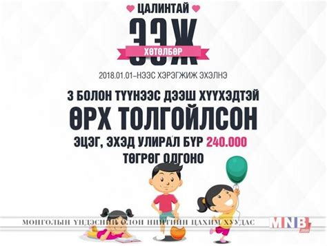 “ЦАЛИНТАЙ ЭЭЖ” ИЙН ТЭТГЭМЖИЙГ ЭНЭ САРЫН 20 НООС ОЛГОНО