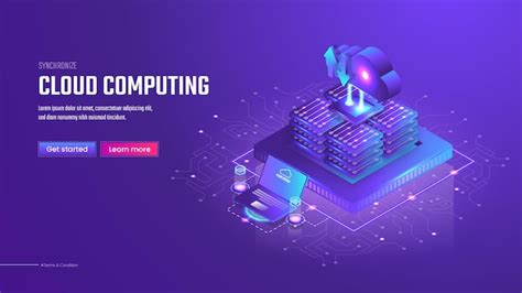 Premium Vector 3d Isometric Cloud Computing Landing Page Template