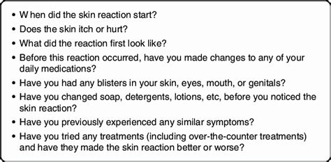 Triage Questions That May Be Used To Assess Skin Reactions During Download Scientific Diagram