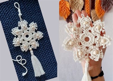 Украшение для дома Снежинка в технике макраме Макраме Поделки Снежинки