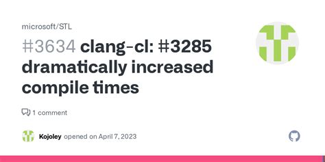 Clang Cl 3285 Dramatically Increased Compile Times · Issue 3634 · Microsoftstl · Github
