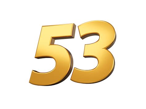 Gold Number 53 Fifty Three Shiny 3d Number Made Of Gold 3d Illustration