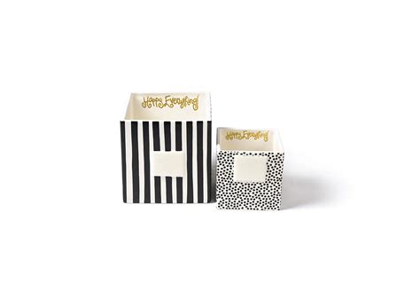 Black Stripe Mini Nesting Cube Medium Happy Everything