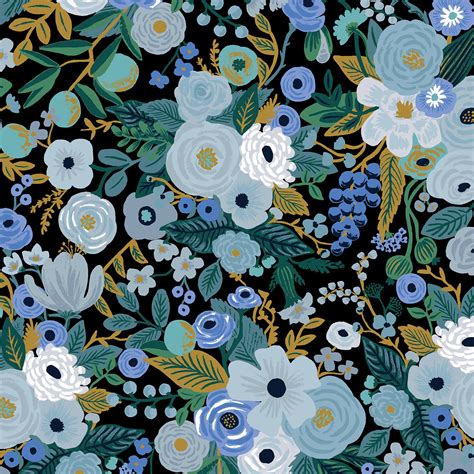 Rifle Paper Co Rp100 Bl5 Garden Party Blue Fabric