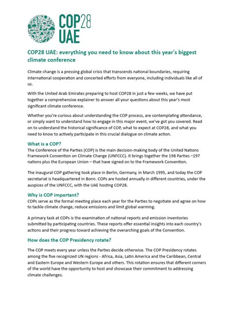 Cop28 Everything You Need To Know En Ar Pdf United Nations Framework Convention On Climate