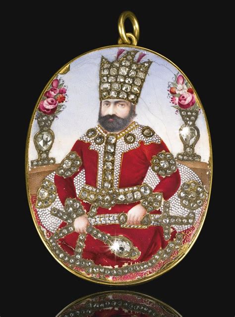 207 An Enamelled And Diamond Set Portrait Medallion Of Muhammed Shah