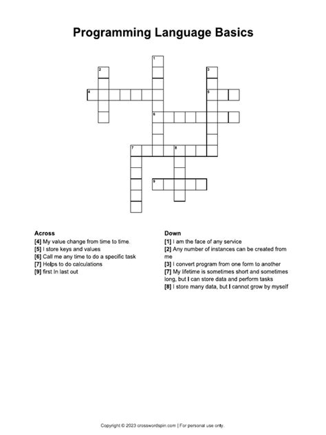 Crossword Programming Pdf