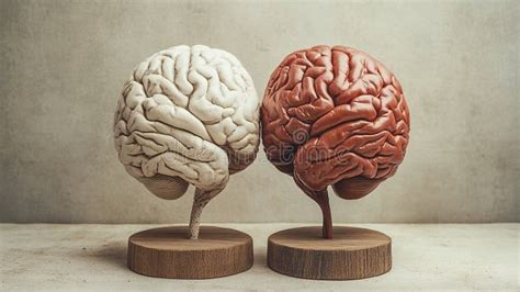 Pair Of Realistic Brain Models Showcasing Anatomical Details And Cerebral Structure Stock