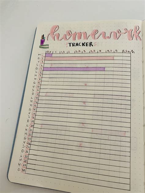 Stay Organized With A Bullet Journal Homework Tracker