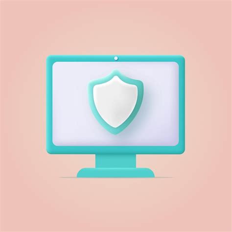 Premium Vector D Laptop Computer With Security Shield Icon Vector