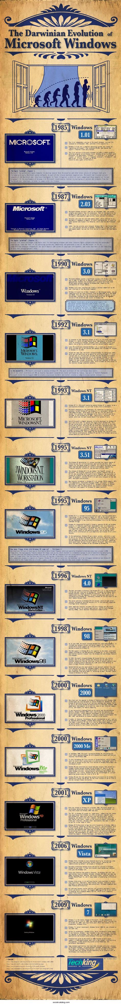 The Darwinian Evolution Of Microsoft Windows Infographic