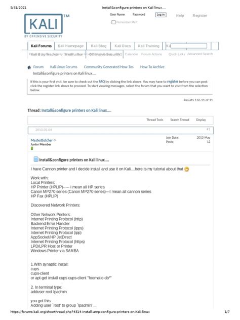 Installandconfigure Printers On Kali Linux Pdf Internet Forum