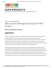 ABC Courier Management System PHP Project Code Database And Screens Pdf ABC Courier