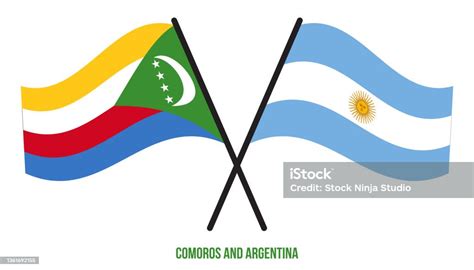 코모로와 아르헨티나 국기는 교차하고 플랫 스타일을 흔들어 공식 비율 올바른 색상입니다 경제에 대한 스톡 벡터 아트 및 기타 이미지 경제 국기 국제 금융 Istock