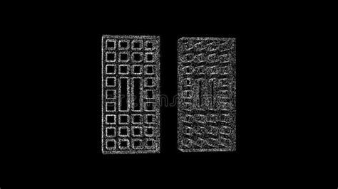 3d Bricks Rotates On Black Background Object Consisting Of White Flickering Particles 60 Fps