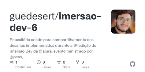 Github Guedesertimersao Dev 6 Repositório Criado Para Compartilhamento Dos Desafios