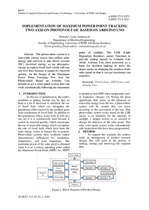 Pdf Implementation Of Maximum Power Point Tracking Two Axis On