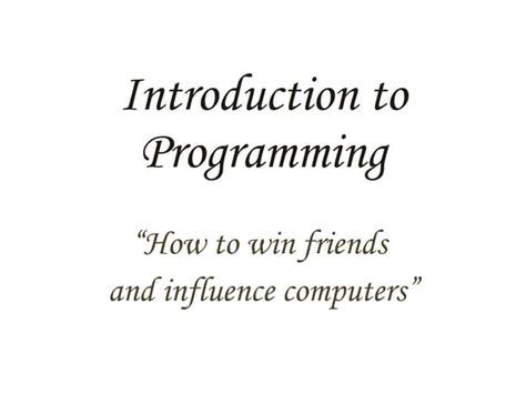 Introduction To Programming Ppt