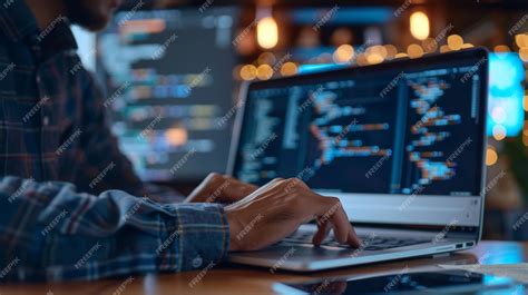 Premium Photo Business And Technology Concept Software Developer Fingers Coding Html And