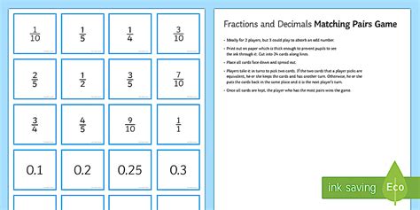 Editable Matching Equivalent Fractions Game Teacher Made