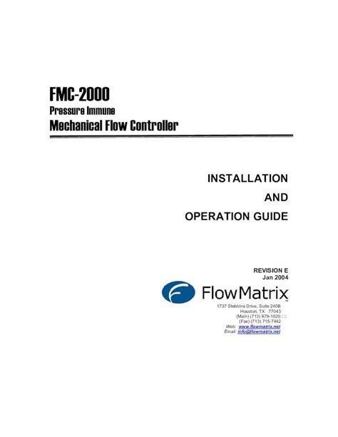 Pdf Installation And Operation Guidefmc 2000 Pressure Immune