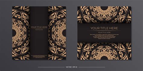 그리스 고급 빈티지 장식품과 로고를 위한 장소가 있는 블랙 카드 추상 장식이 있는 엽서 인쇄 디자인 용 템플릿 0명에 대한 스톡