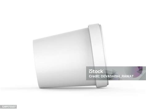 고립 된 흰색 배경에 흰색 아이스크림 욕조 모형 플라스틱 상자의 현실적인 렌더링 3d 일러스트 0명에 대한 스톡 사진 및 기타 이미지 Istock