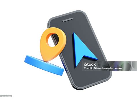 네비게이터 핀 위치가 있는 3d 전화입니다 스마트폰 추적 위치 모바일 Gps지도 응용 프로그램 지리적 위치 개념입니다 방향