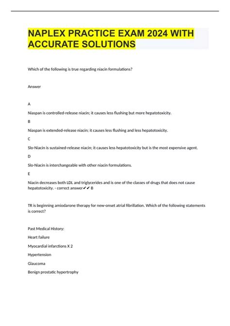 Naplex Practice Exam 2024 With Accurate Solutions Naplex Stuvia Us