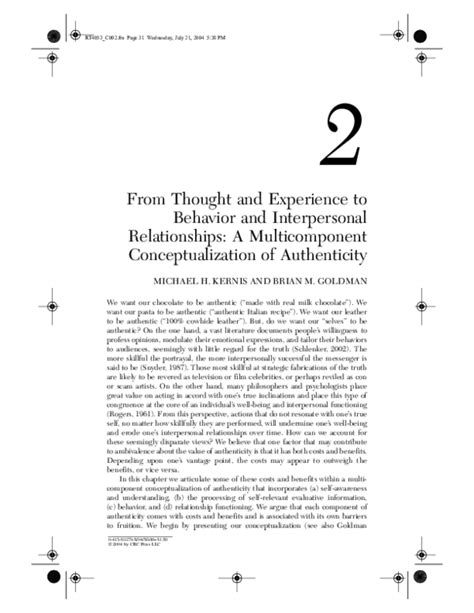 Pdf From Thought And Experience To Behavior And Interpersonal Relationships A Multicomponent