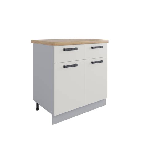 Напольный шкаф без столешницы Ройс С2ЯШ 800 80x81 60x50 40 см 2 ящика фасад ванильный МДФ каркас