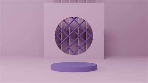 최소한의 파스텔 핑크와 보라색 받침대 또는 연단 모형 디스플레이 제품 진열장 및 프레젠테이션을 위한 빈 플랫폼 깨끗한 무대 3d 렌더링 0명에 대한 스톡 사진 및 기타