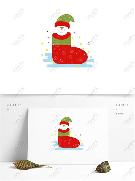 손으로 그려진 만화 귀여운 빨강 녹색 크리스마스 요소 크리스마스 스타킹 산타 일러스트 Png 및 벡터 이미지 무료 다운로드 Lovepik