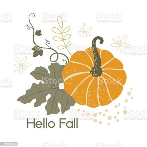 나뭇잎과 가을 호박입니다 가을 시즌 손으로 그리는 평면 벡터 그림입니다 10월에 대한 스톡 벡터 아트 및 기타 이미지 10월 11월 가을 Istock