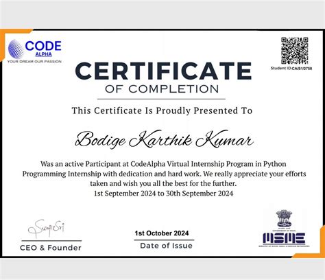 karthik bodige on linkedin codealpha internship