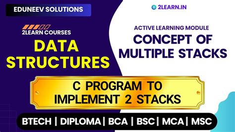 Concept Of Multiple Stacks Write A C Program To Implement 2 Stacks Data Structures Youtube