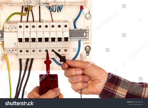 Electrician Measuring Circuit On Board Stock Photo Edit Now
