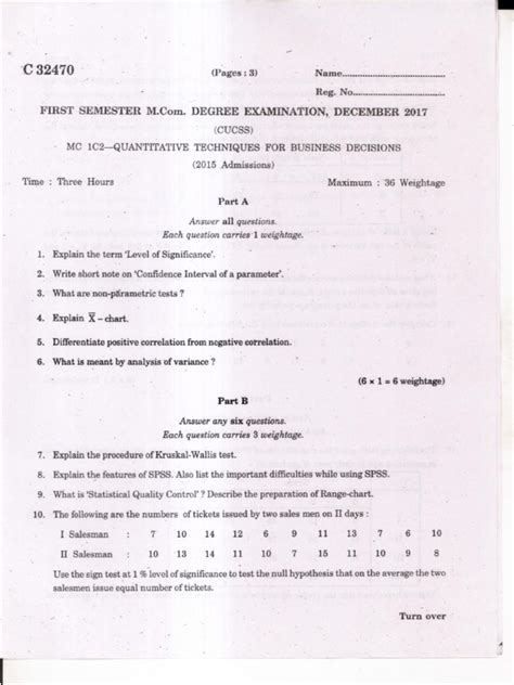 Quantitative Techniques 2017 Exam Pdf