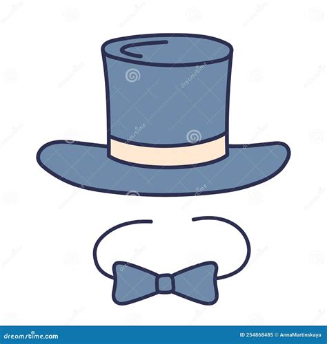 Top Hat And Bow Tie Cartoon Style Stock Vector Illustration Of Culture Wear 254868485
