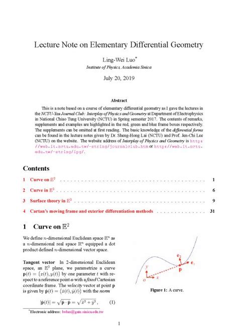 8 Differential Geometry Lecture Notes Files Download Free Collection