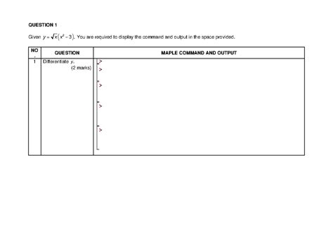 Practice Maple Lab Assignment Question 1 Given Y X X 2 −3 You Are Required To Display