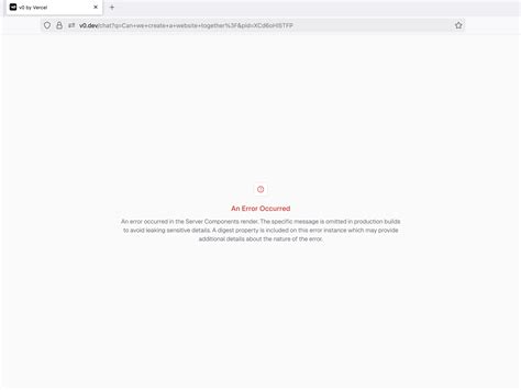 An Error Occurred In The Server Components Render V0 Vercel Community
