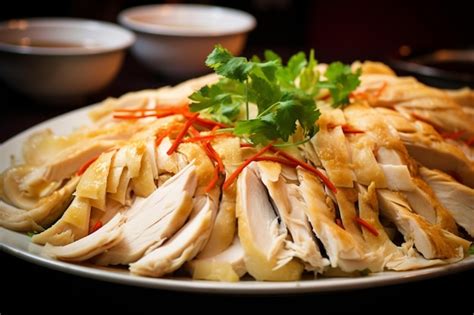 Premium Photo Hainanese Chicken Rice With Crispy Parsnip Chips